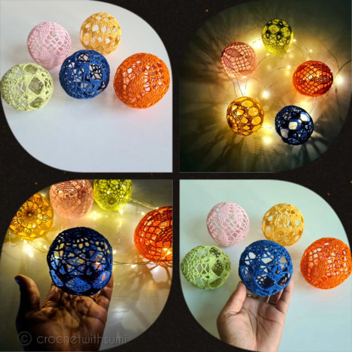 Crochet 3D Decorative Ball Written PDF 2 Pattern (except Yellow One) - Etsy