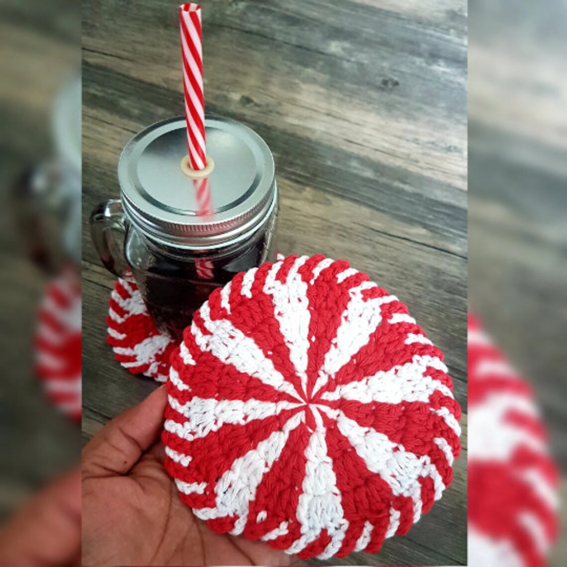 Crochet Peppermint Coaster Written PDF Pattern - Etsy
