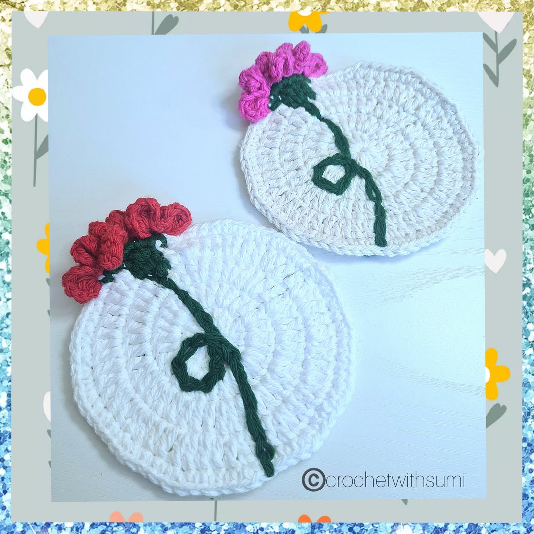 Crochet Flower Coaster Written PDF Pattern - Etsy