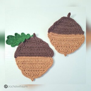 Crochet Acorn Coaster With Leaf Written PDF Pattern - Etsy