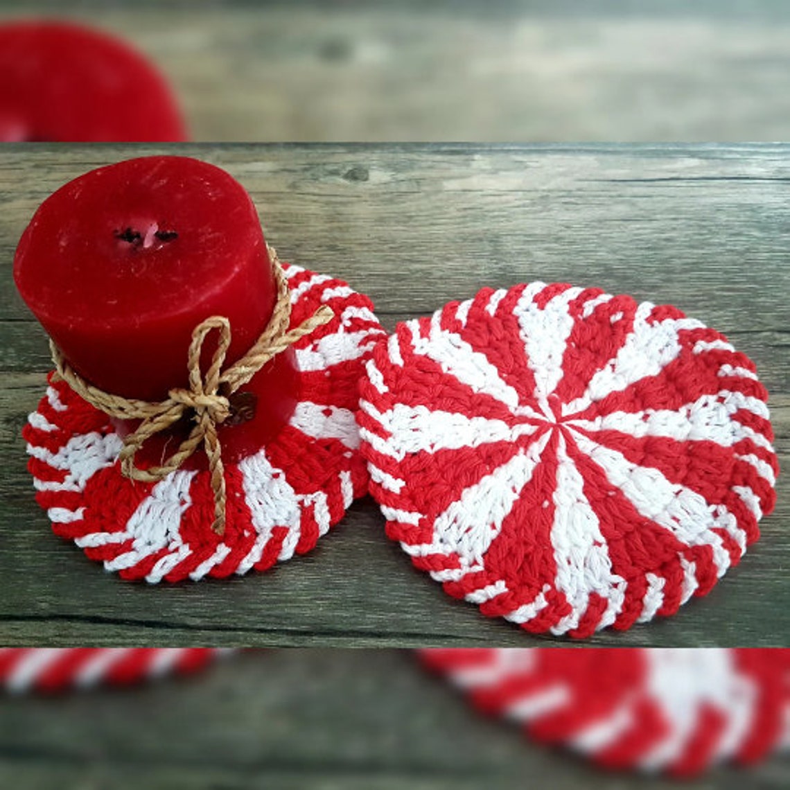 Crochet Peppermint Coaster Written PDF Pattern - Etsy