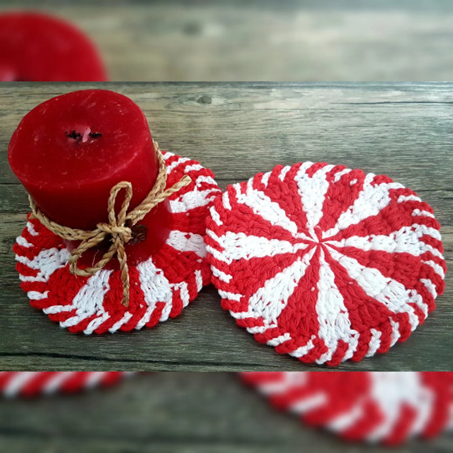 Crochet Peppermint Coaster Written PDF Pattern - Etsy