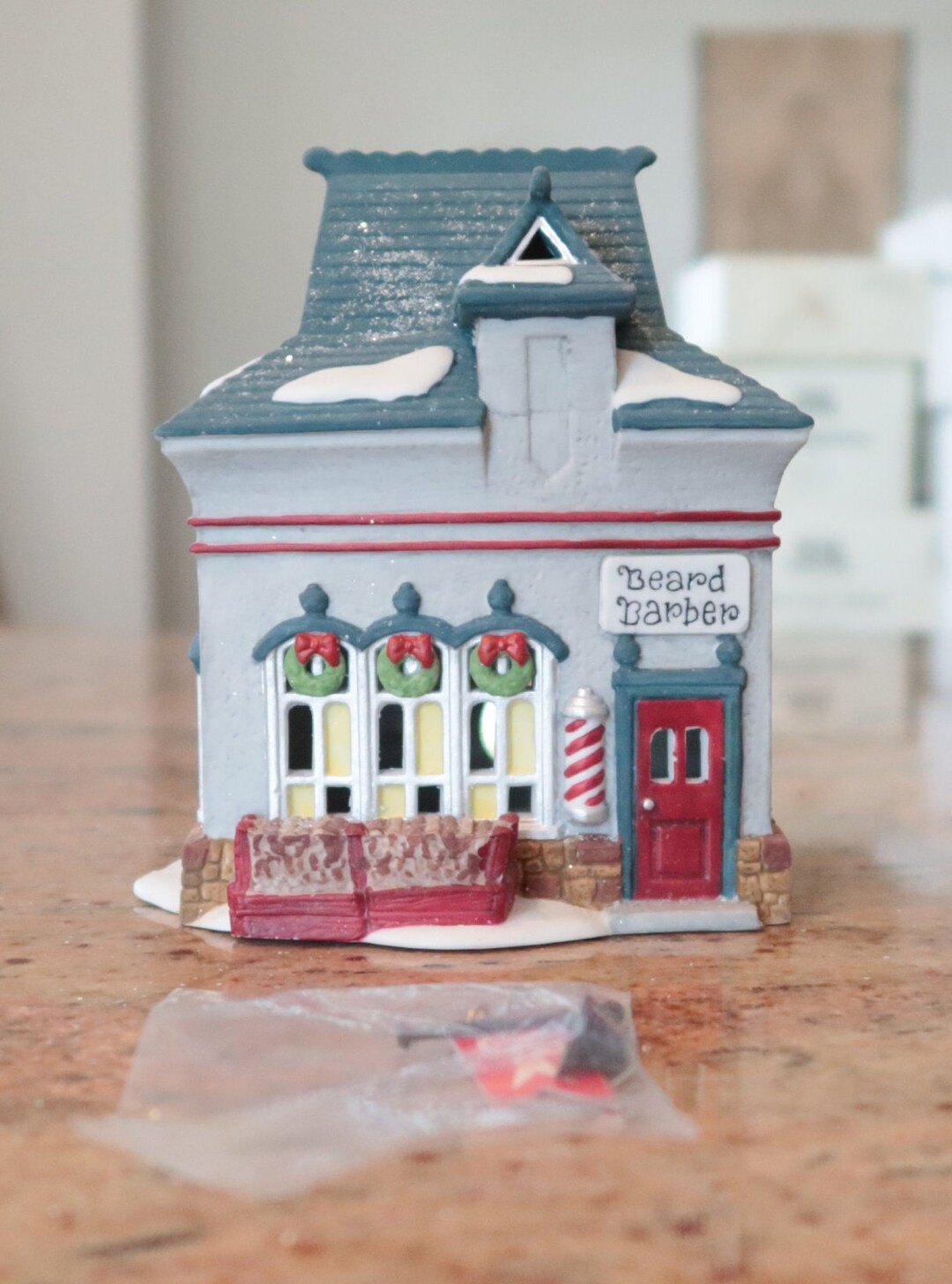 Dept 56 North Pole Series beard Barber Shop 5634-0, W/ Light, in Box - Etsy