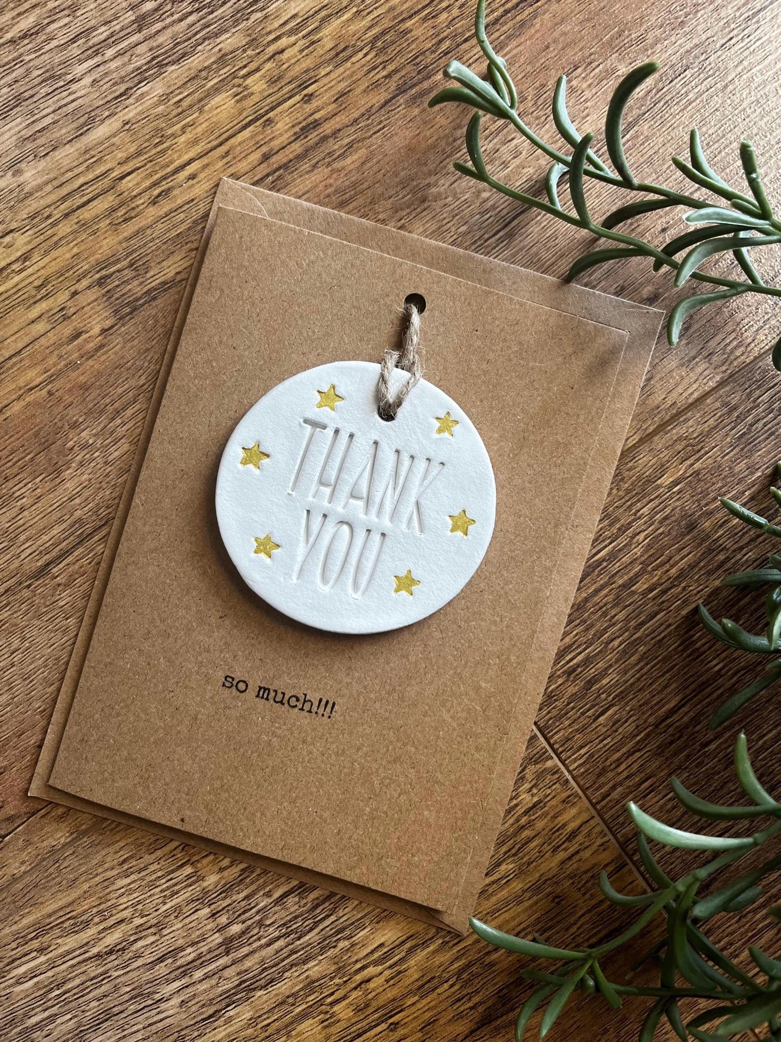 Handmade Clay Keepsake Thank You Card: Rustic Token Gift - Etsy
