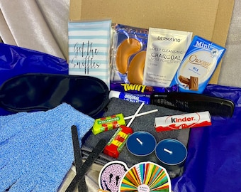 Mens Blue Black Themed Self Care Box Christmas Anniversary Birthday ...