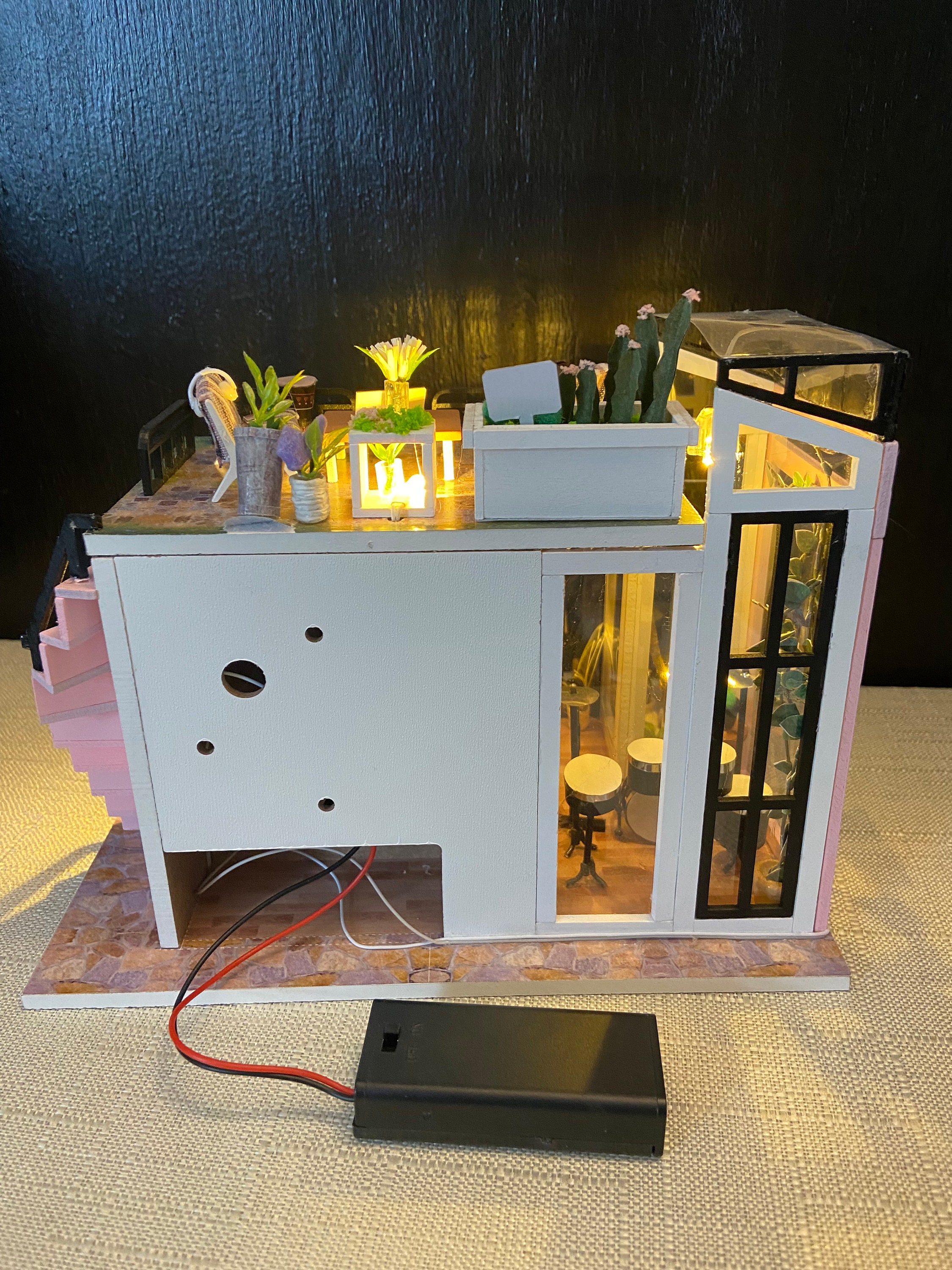 Miniature House Music Studio With Lighting System 6.5 In. X 7 In. X 6in ...