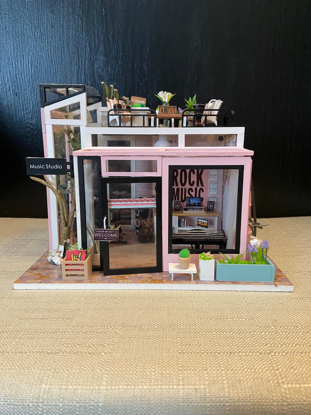 Miniature House Music Studio With Lighting System 6.5 In. X 7 In. X 6in ...