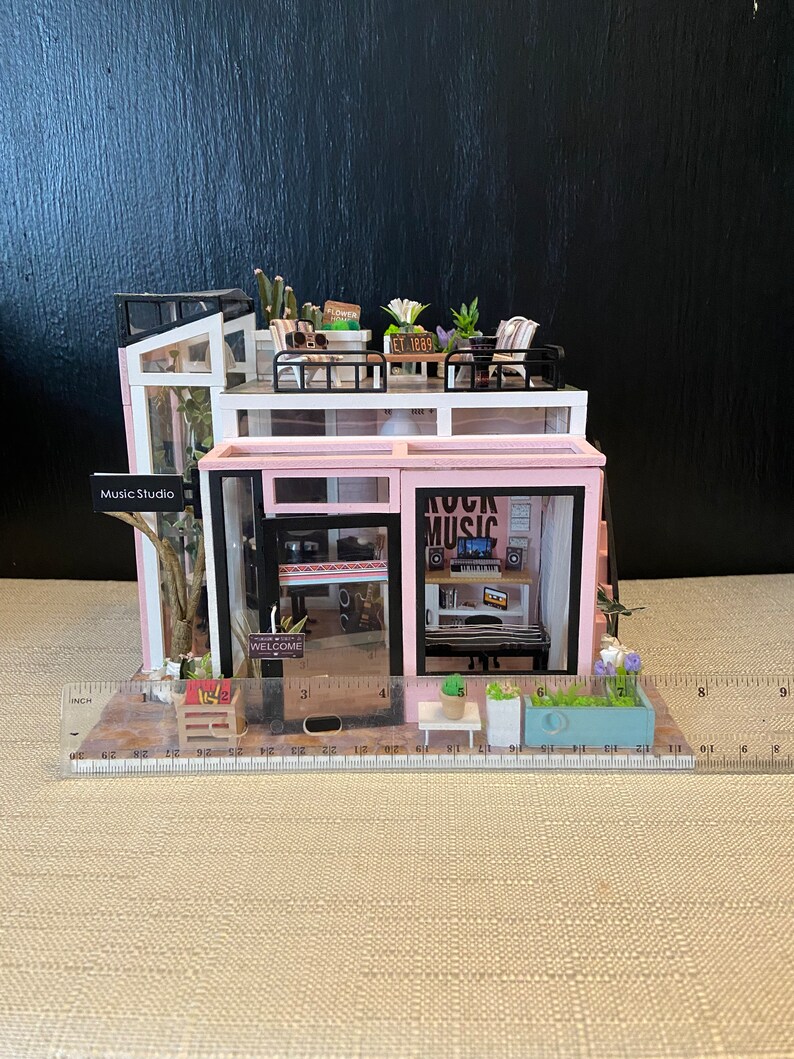 Miniature House Music Studio With Lighting System 6.5 In. X 7 In. X 6in ...