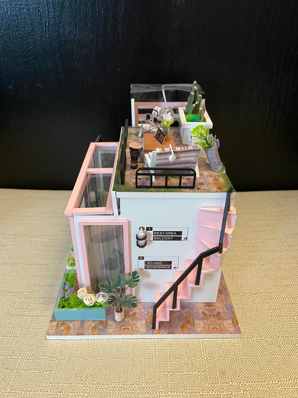 Miniature House Music Studio With Lighting System 6.5 In. X 7 In. X 6in ...