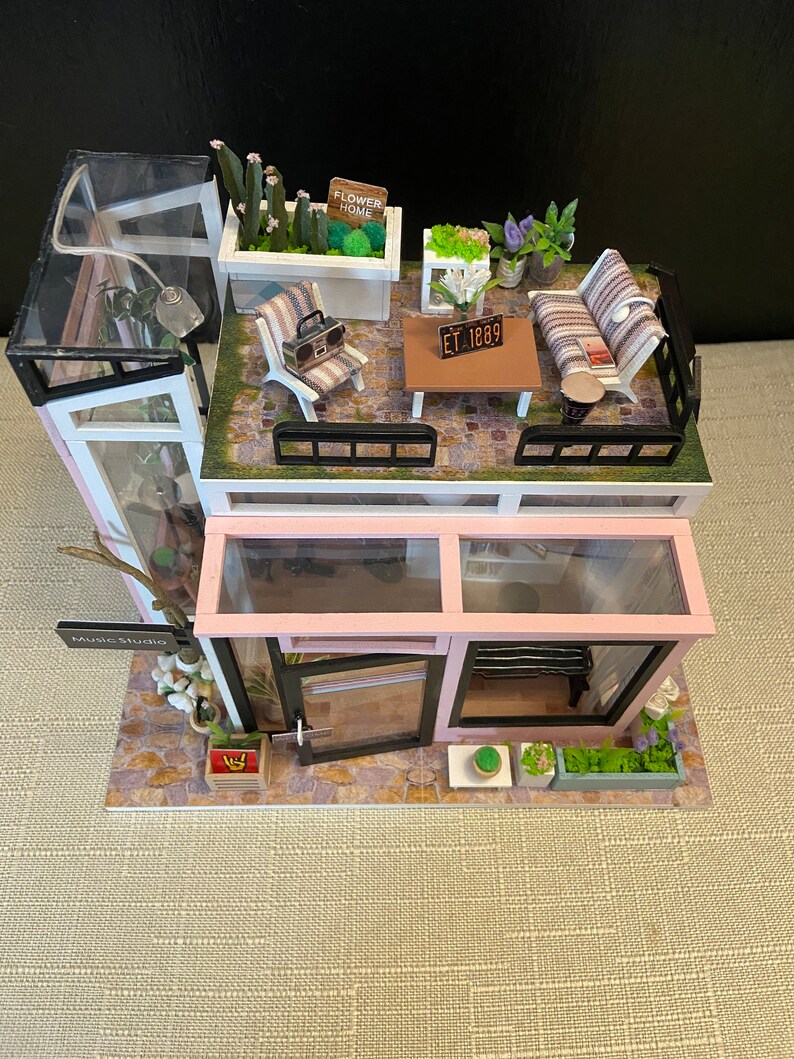 Miniature House Music Studio With Lighting System 6.5 In. X 7 In. X 6in ...