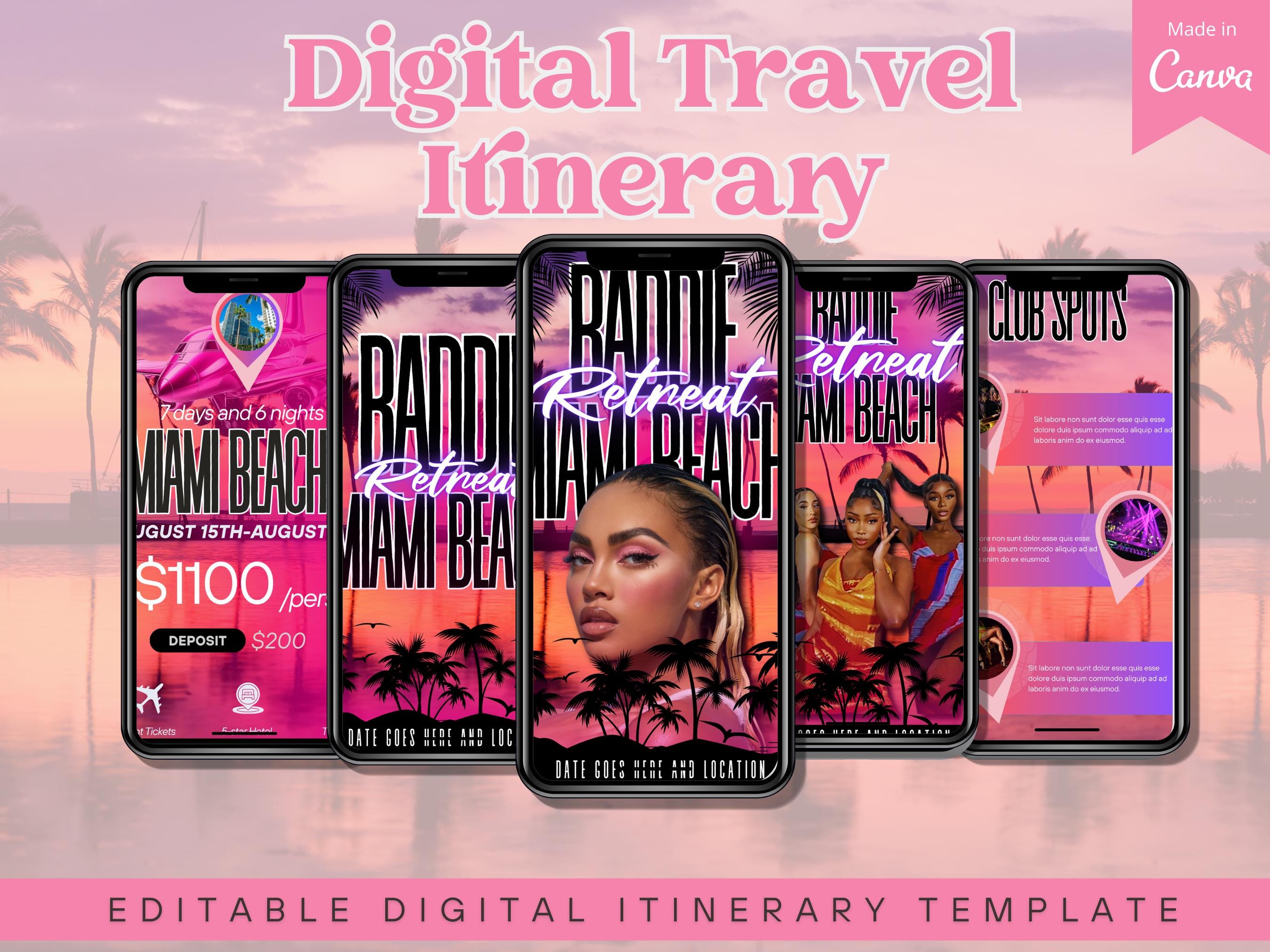Girls Trip Itinerary Template | Animated Digital Travel Schedule ...