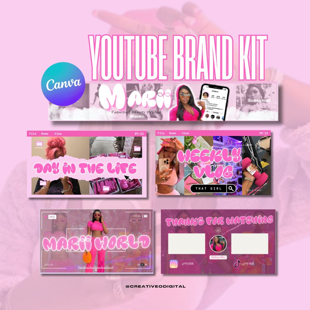Youtube Branding Kit Youtube Banner Intros & Outros DIY Canva Template - Etsy