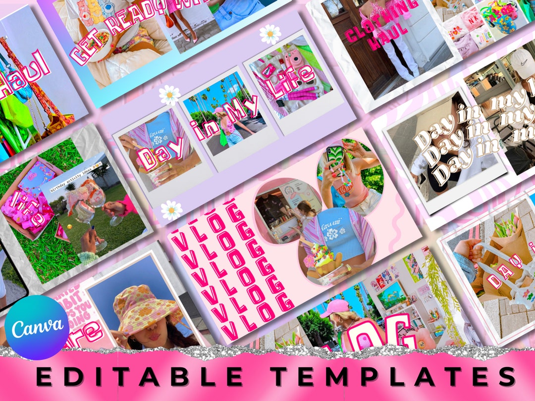 Youtube Thumbnails Editable DIY Bundle Thumbnails Podcast Vlog Channel ...