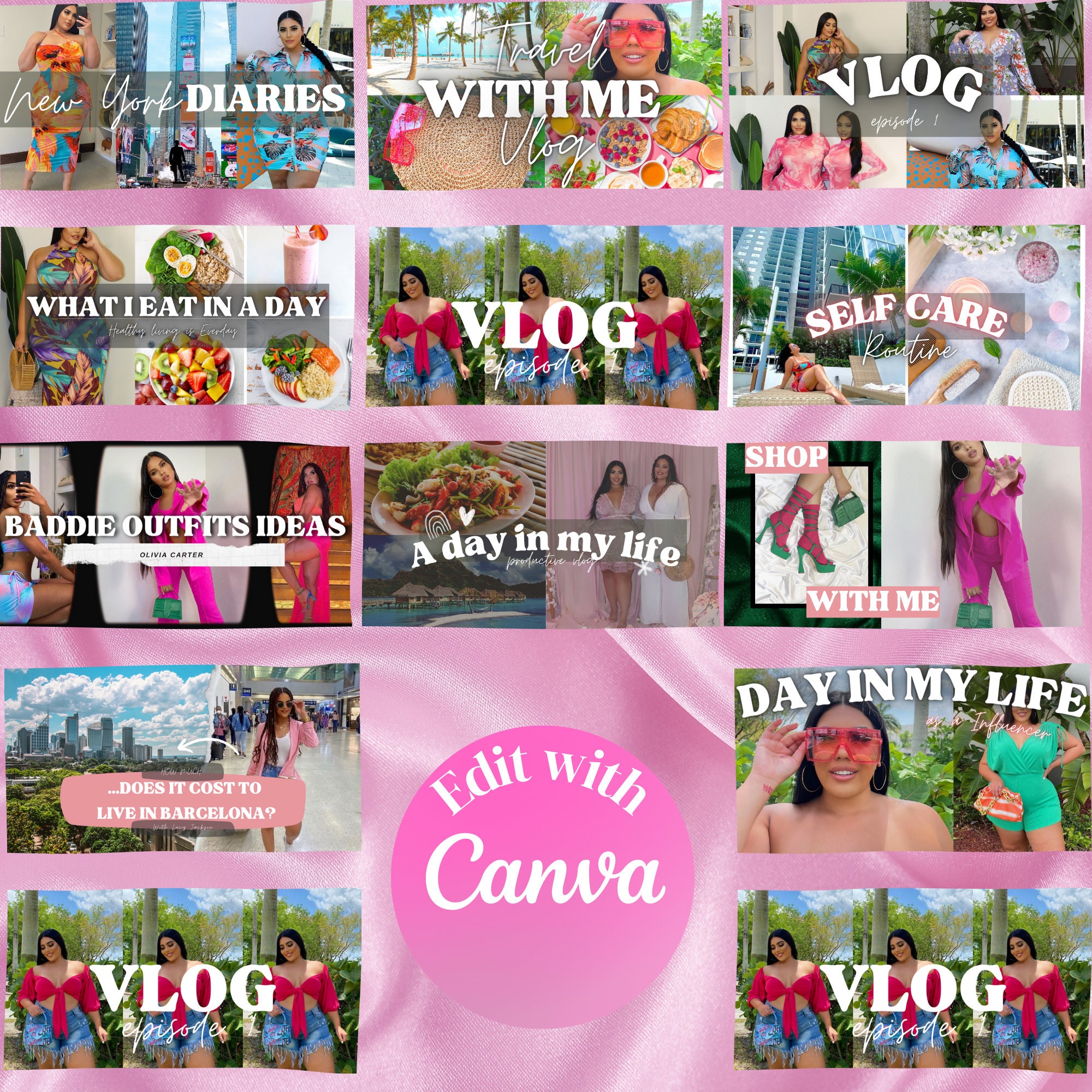 Youtube Thumbnails Editable DIY Banners Thumbnails Podcast Vlog Channel ...