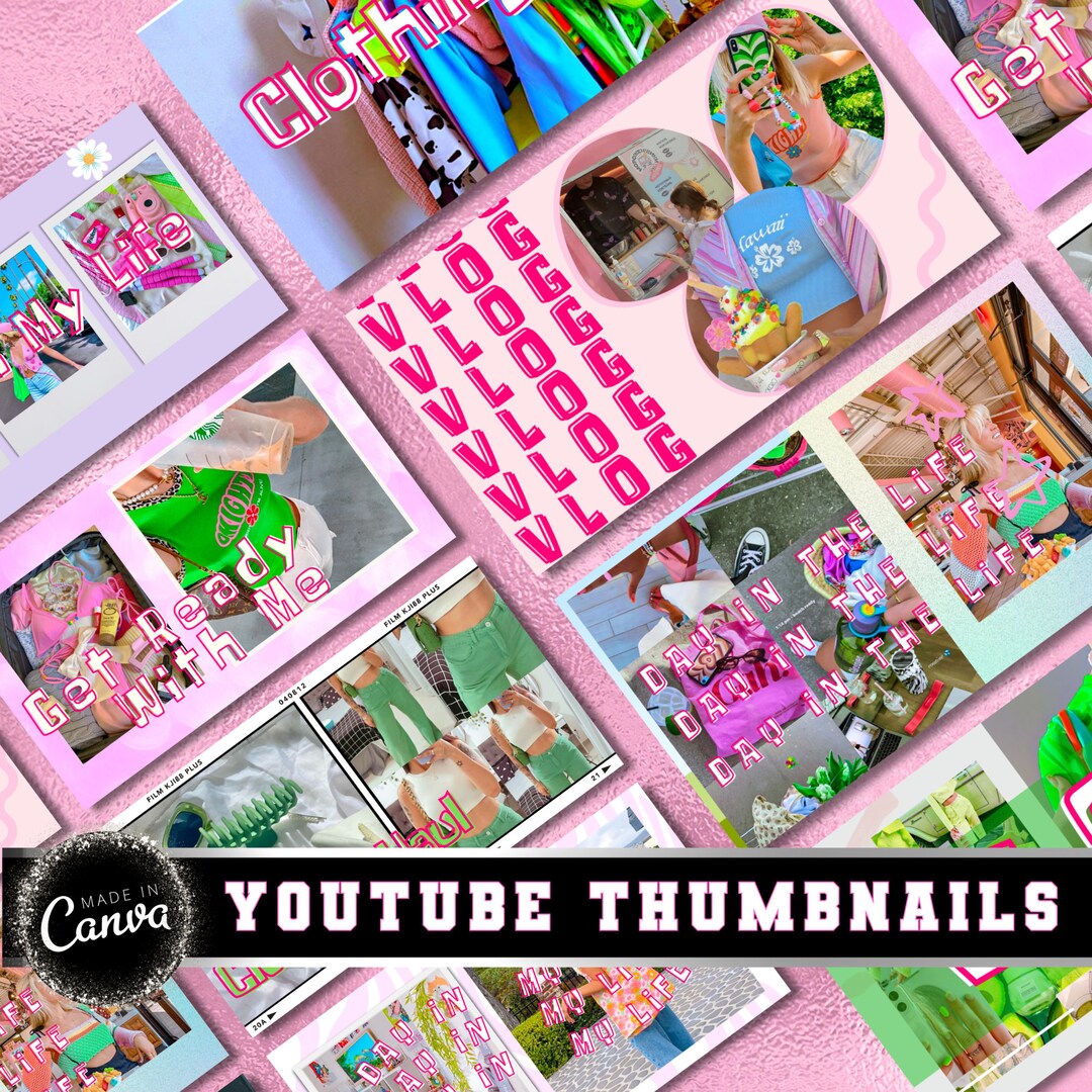 Editable Youtube Thumbnails: Retro Canva Templates (digital Download ...