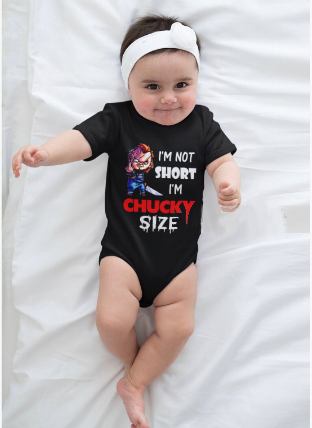 Im Not Short Im Chucky Sized Baby Vest Funny Horror Babies Vest Scary ...
