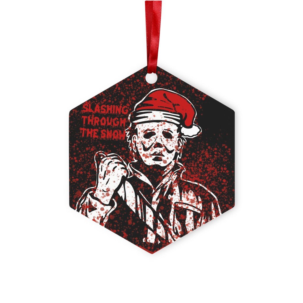 Slashing Through The Snow, Michael Myers Premium Metal Hanging Ornament ...