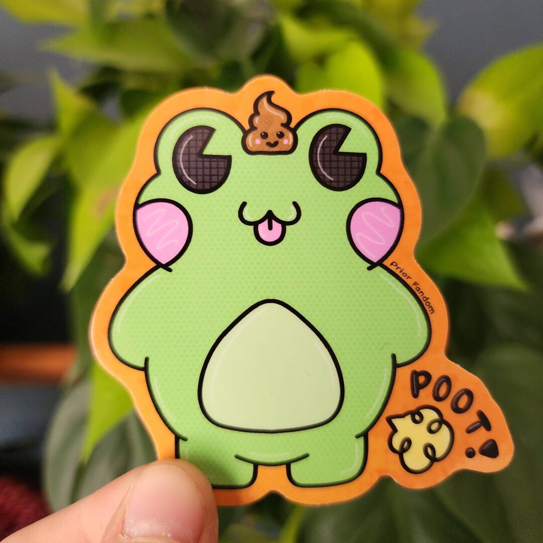 Tooting Frog Vinyl Sticker, Poop Sticker, Retro Cute Amphibian, Smelly ...
