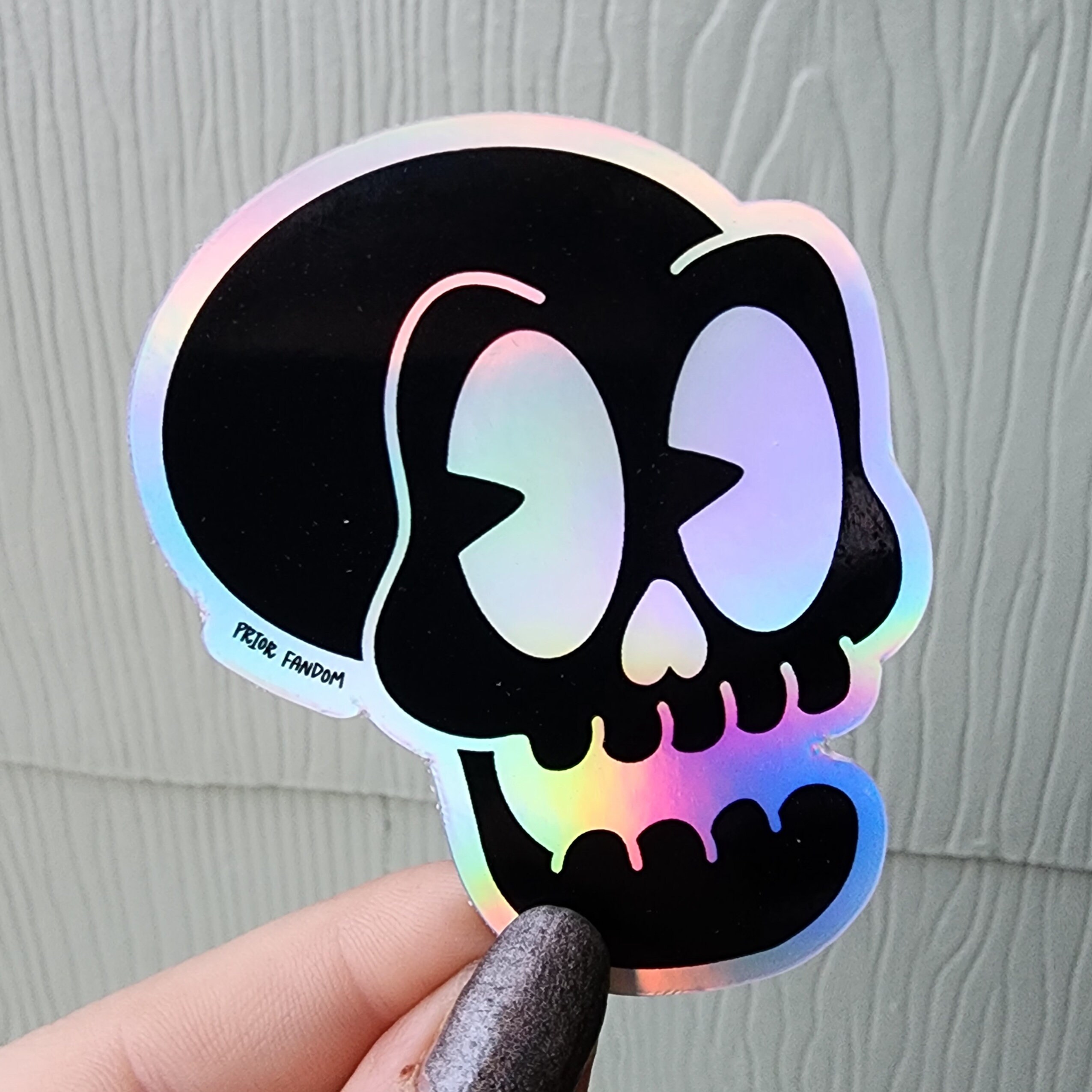 Holographic Skeleton Head Vinyl Sticker, Sparkly, Shiny, Vintage ...