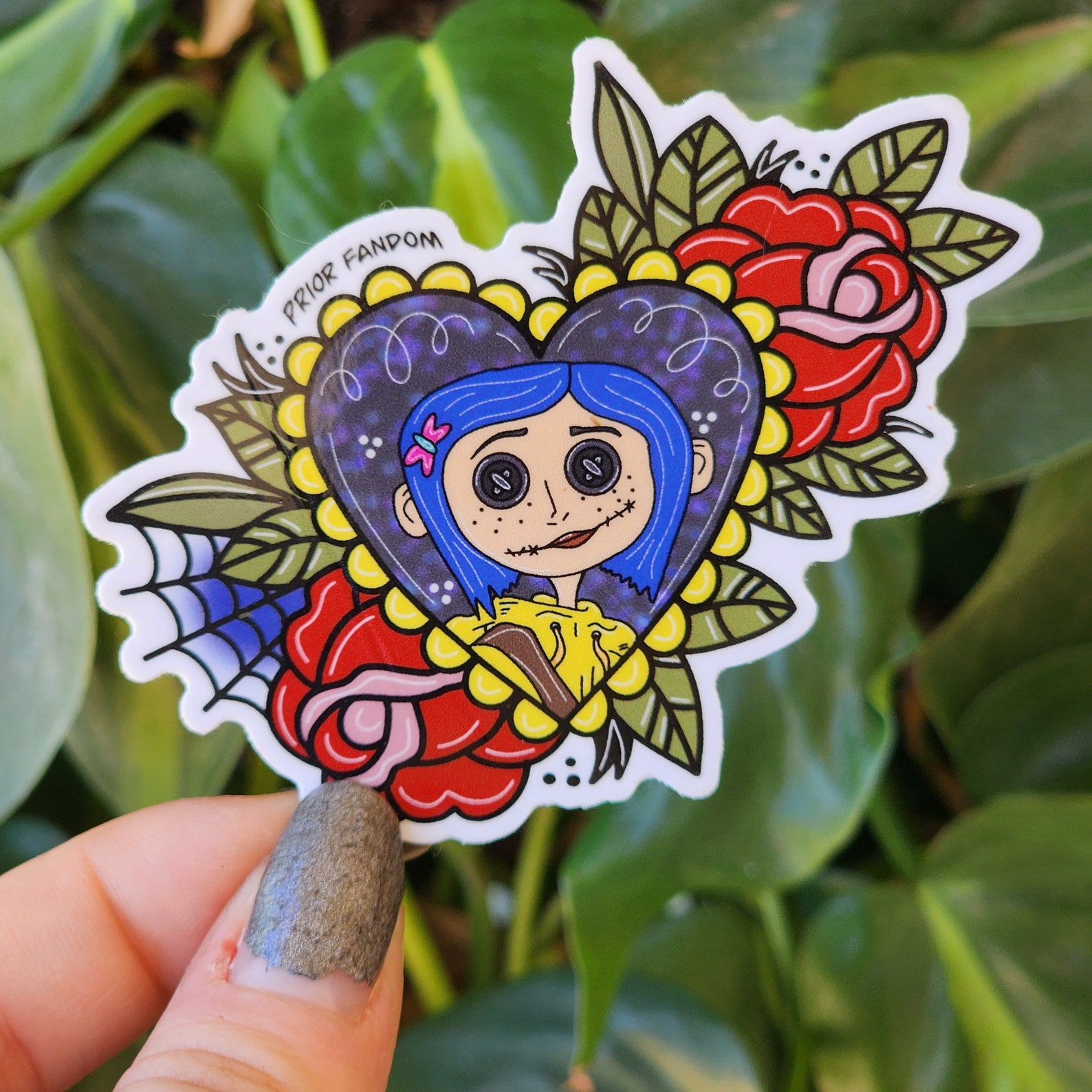Button Eyed Girl Vinyl Sticker, Horror Movie, Halloween, Retro, Spooky ...