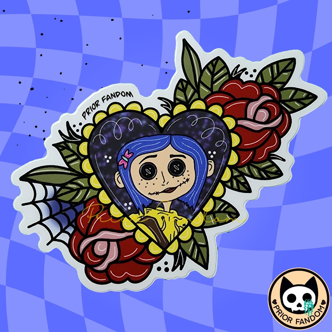 Button Eyed Girl Vinyl Sticker, Horror Movie, Halloween, Retro, Spooky ...