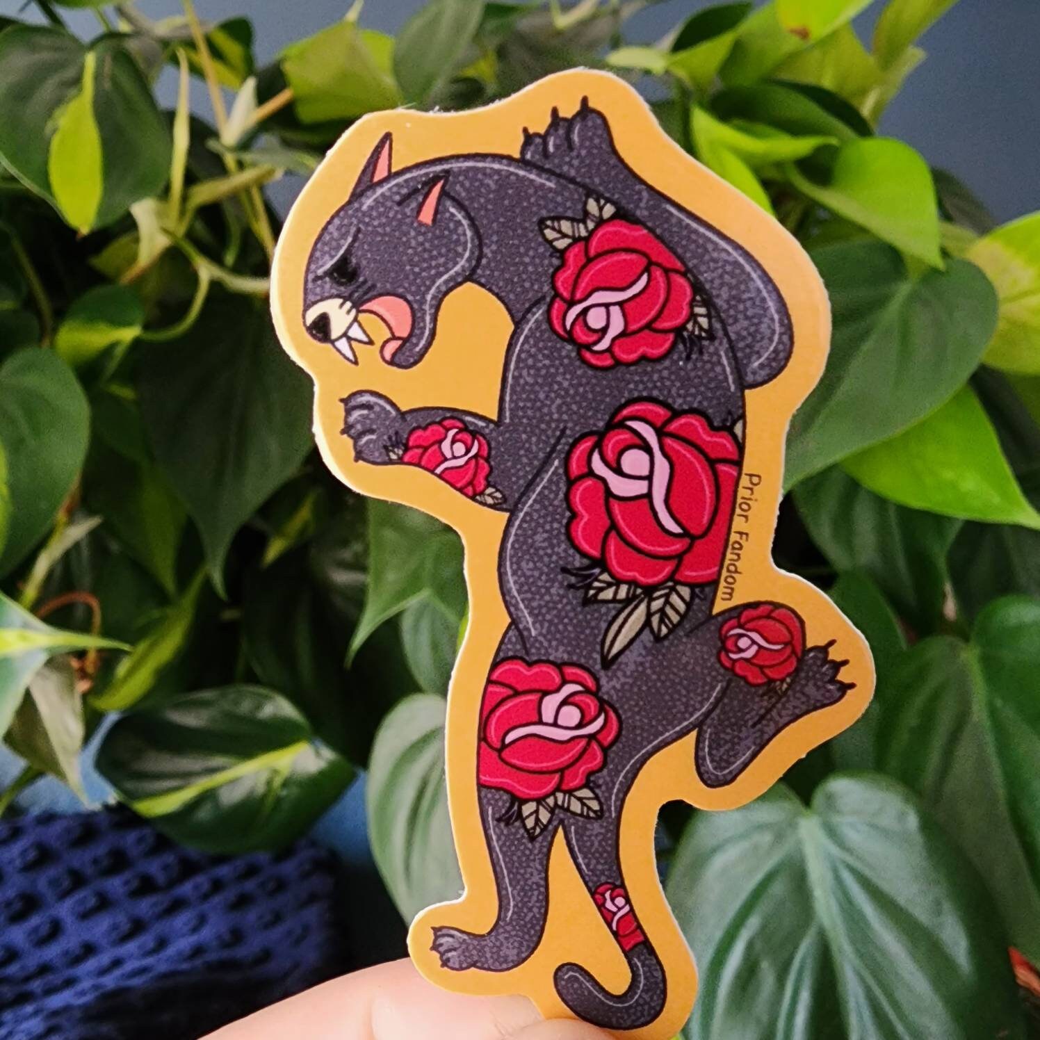 Tattoo Style Panther Stickers, Cuphead Style, Rubberhose, Rose Panthers ...