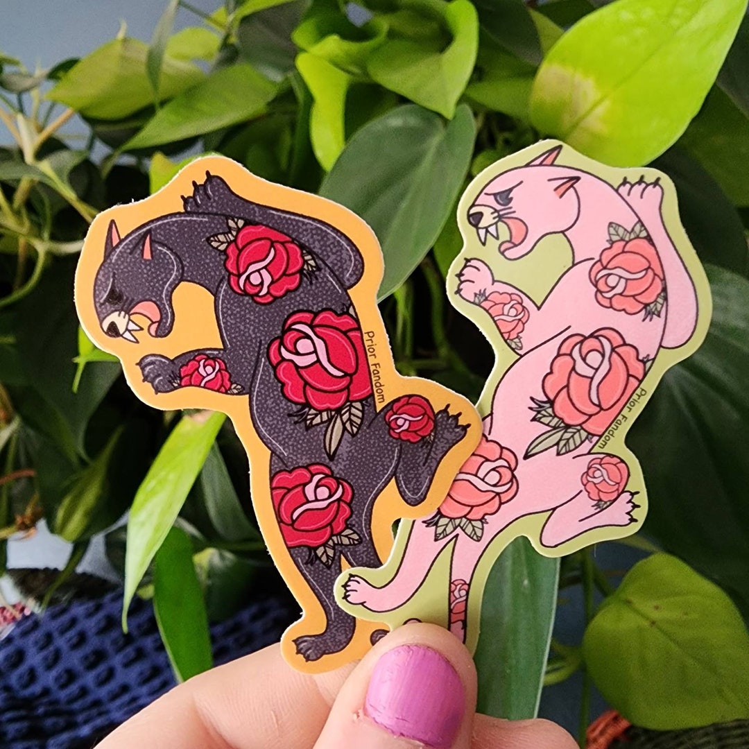 Tattoo Style Panther Stickers, Cuphead Style, Rubberhose, Rose Panthers ...