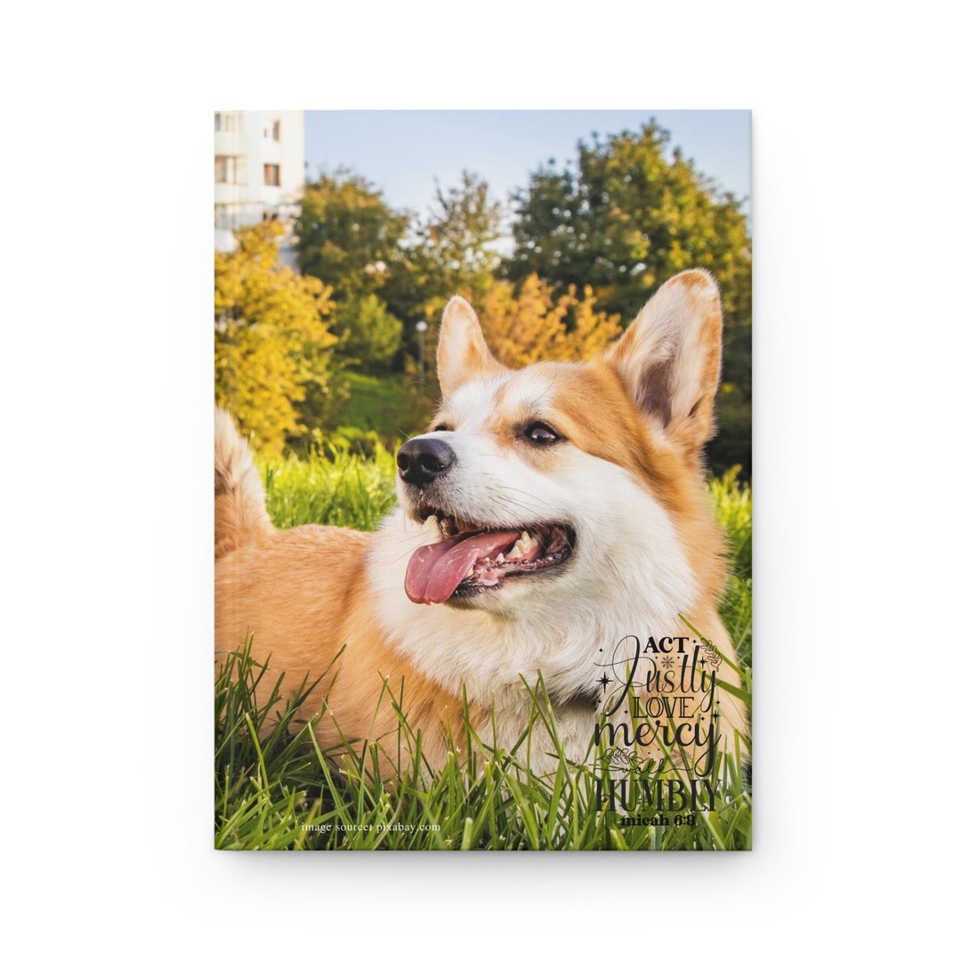 Christian Journal, Act Justly, Love Mercy, Walk Humbly, Dog on Grass ...