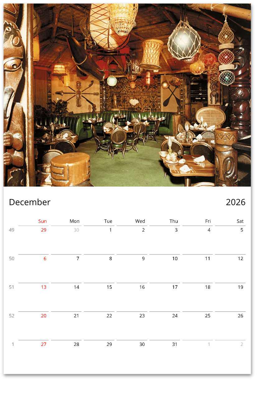 Vintage Tiki Bars - 2026 Wall Calendar - Tiki Drinks and Classic Bars ...