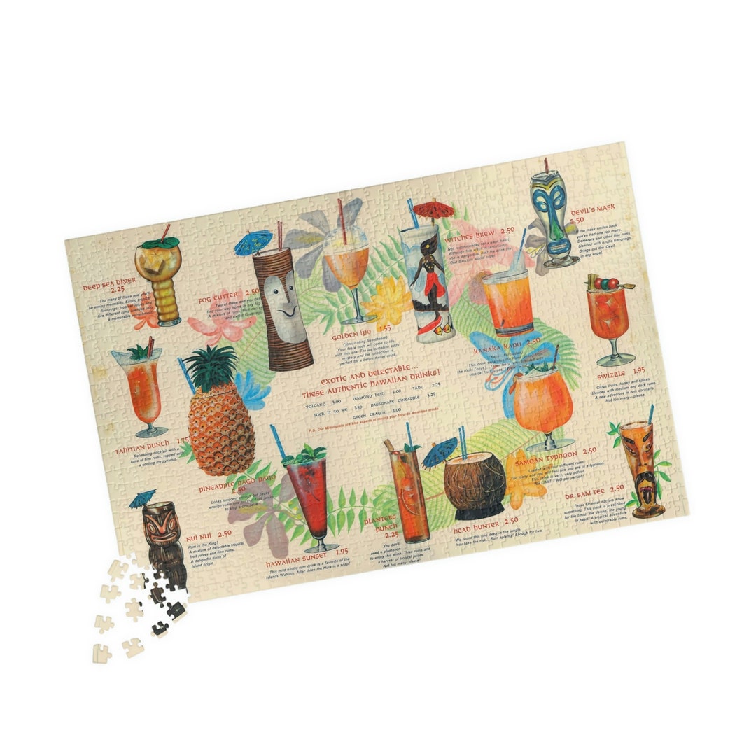Hawaiian Village 1000 Piece Puzzle Vintage Menu - Tiki Drinks - Tiki ...