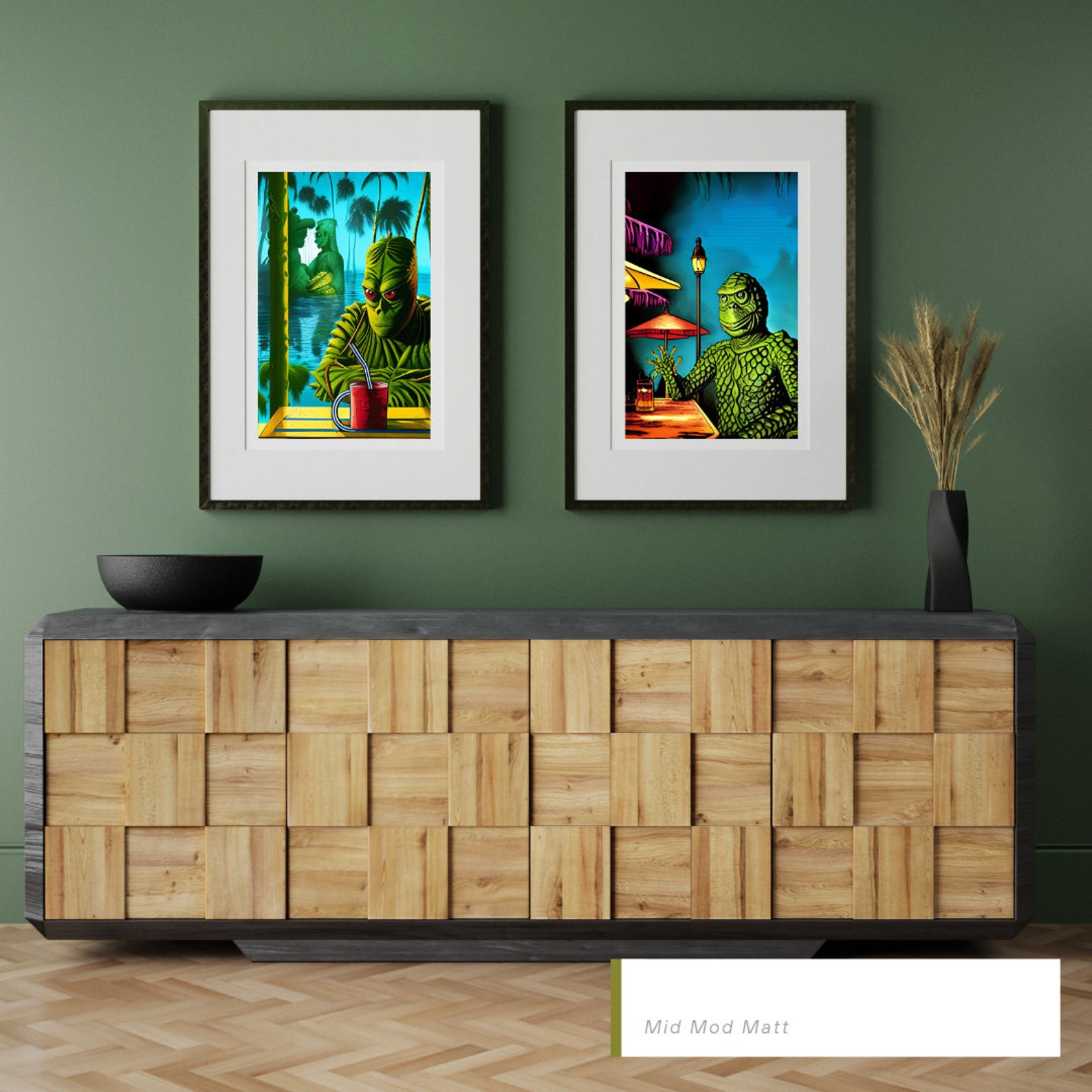 Creature From the Black Lagoon Tiki Art Classc Monster at the Tiki Bar ...