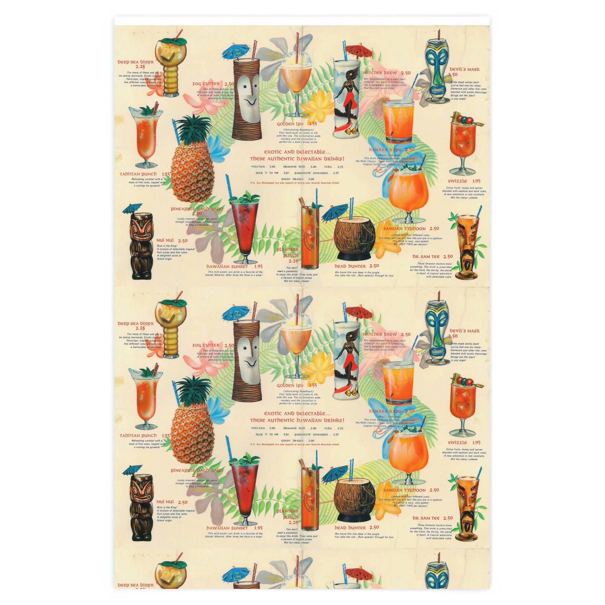 Vintage Tiki Wrapping Paper Hawaiian Village Gift Wrapping - Etsy