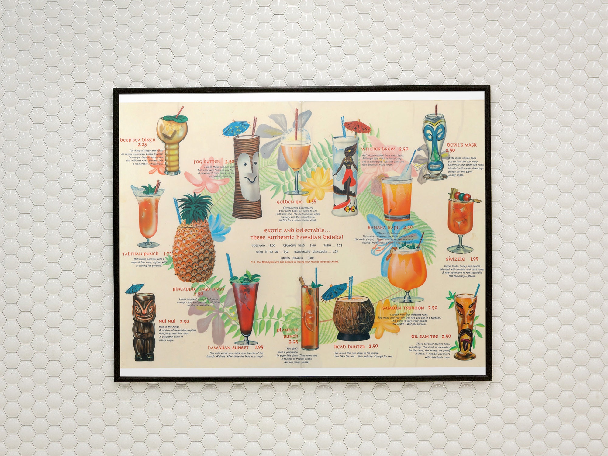 Hawaiian Village Vintage Tiki Drink Menu Poster - Etsy