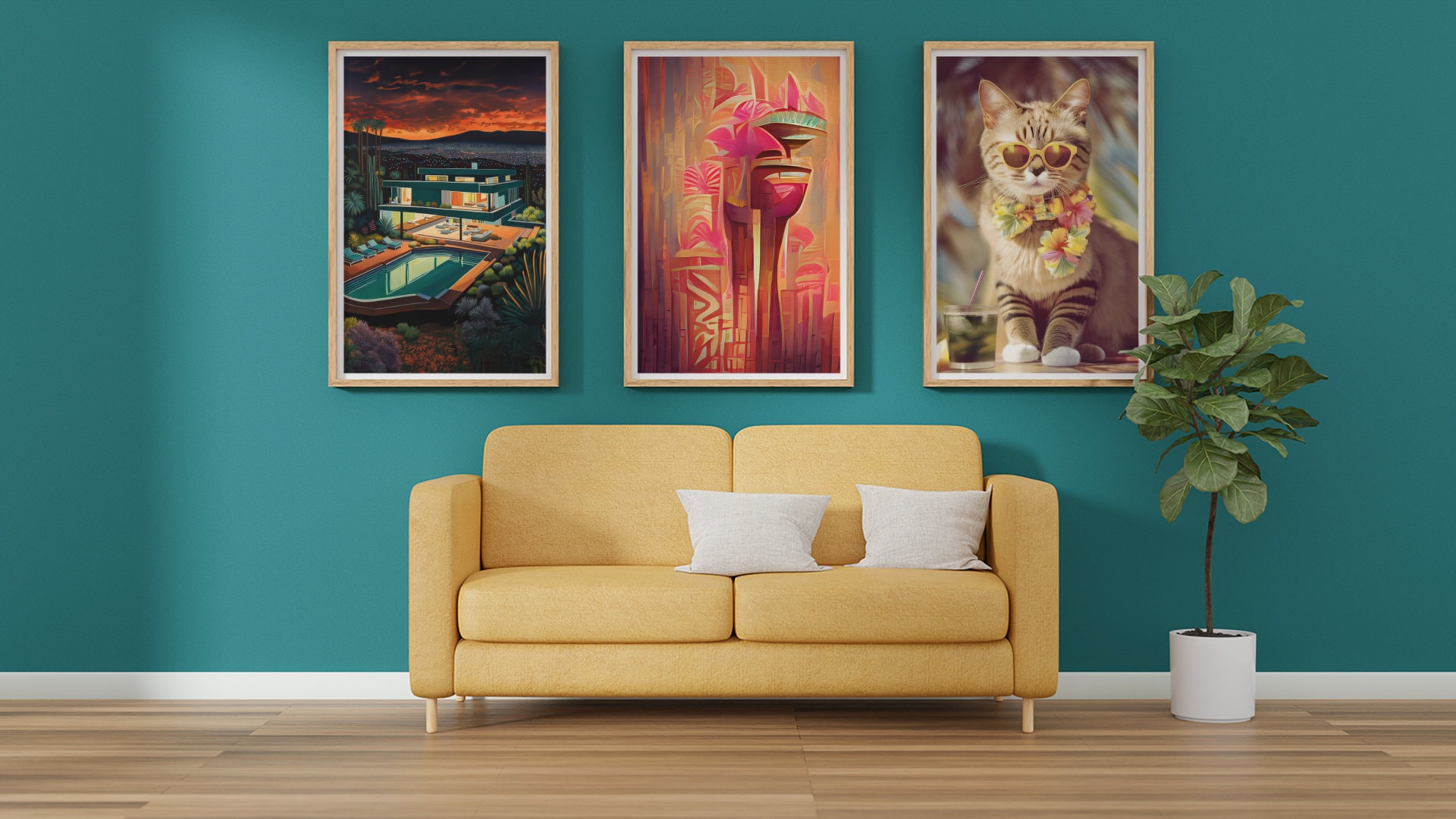 Tiki Art Original Mid-century Modern Artwork - Etsy