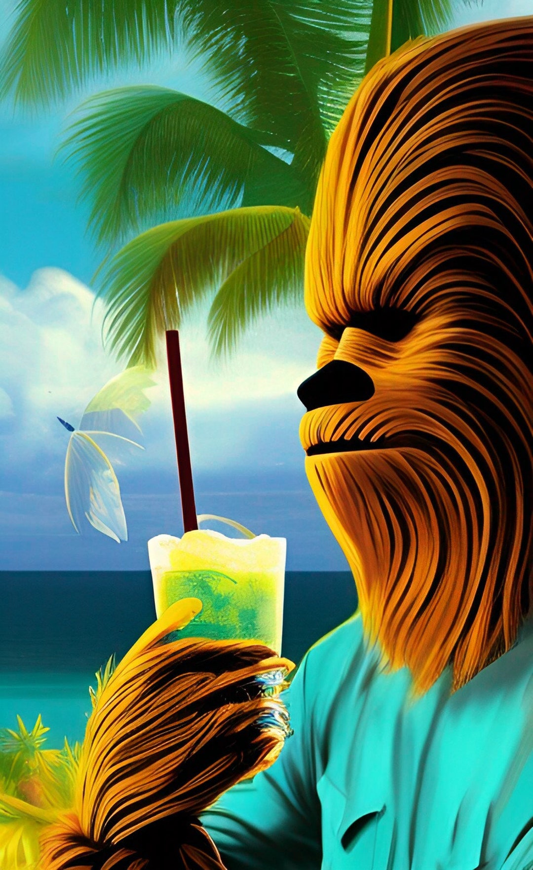 Chewbacca Tiki Art - Chewbacca at the Tiki Bar - Original Star Wars Mid ...