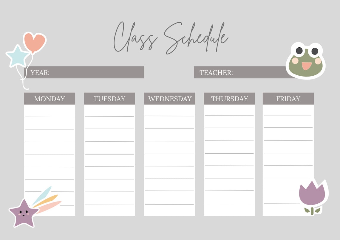 Digital Download Class Schedule Daily Planner - Etsy