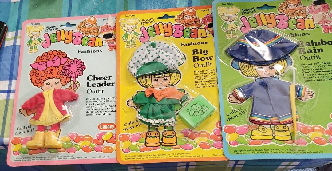 Vtg 1982 Lot of 3 Jelly Bean Doll Fashions Outfits Lanard Sealed - Etsy