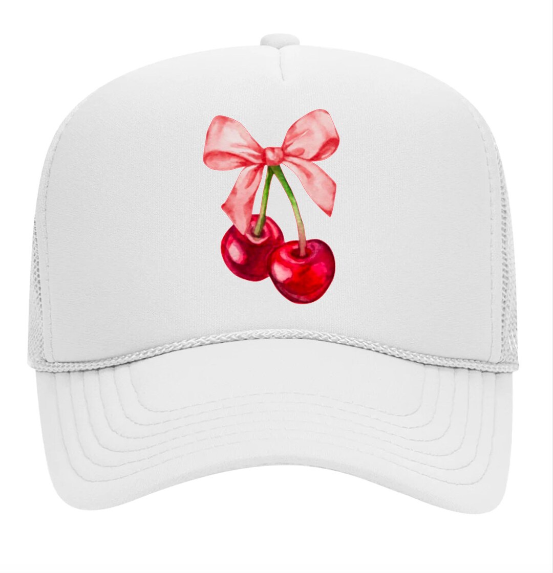 Cherry Bow Trucker Hat Spring Trucker Hat Bow Cherry - Etsy