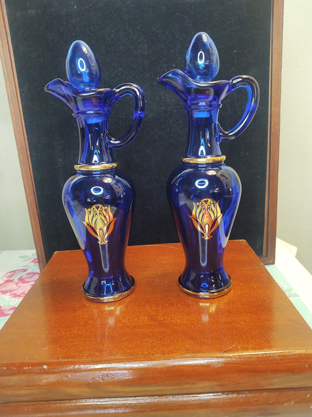 AVON Cobalt Blue Glass Apothecary Bottles W/stoppers, Pair - Etsy