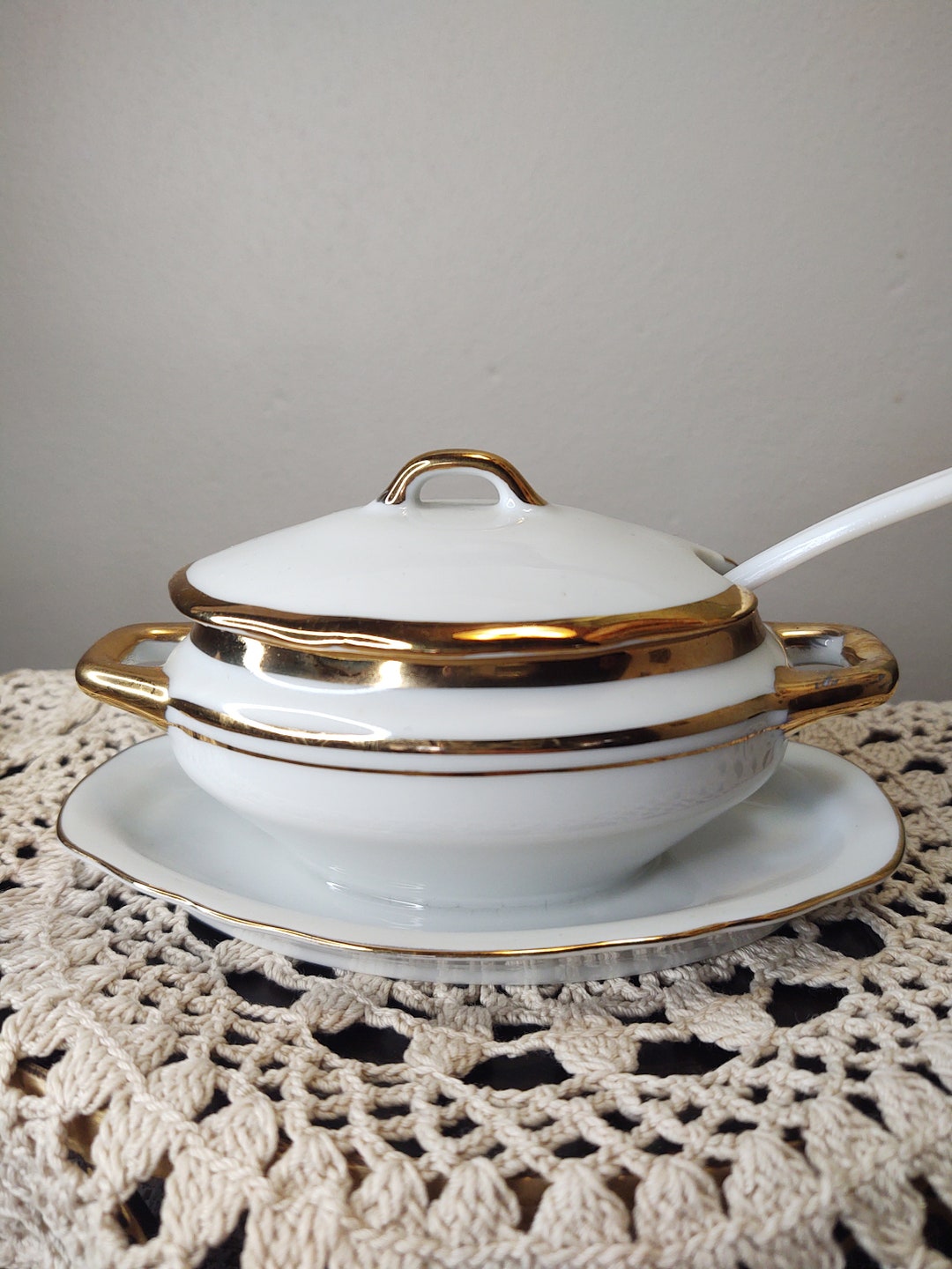 Porcelain Austrian Sauce Dish W/lid and Spoon - Etsy