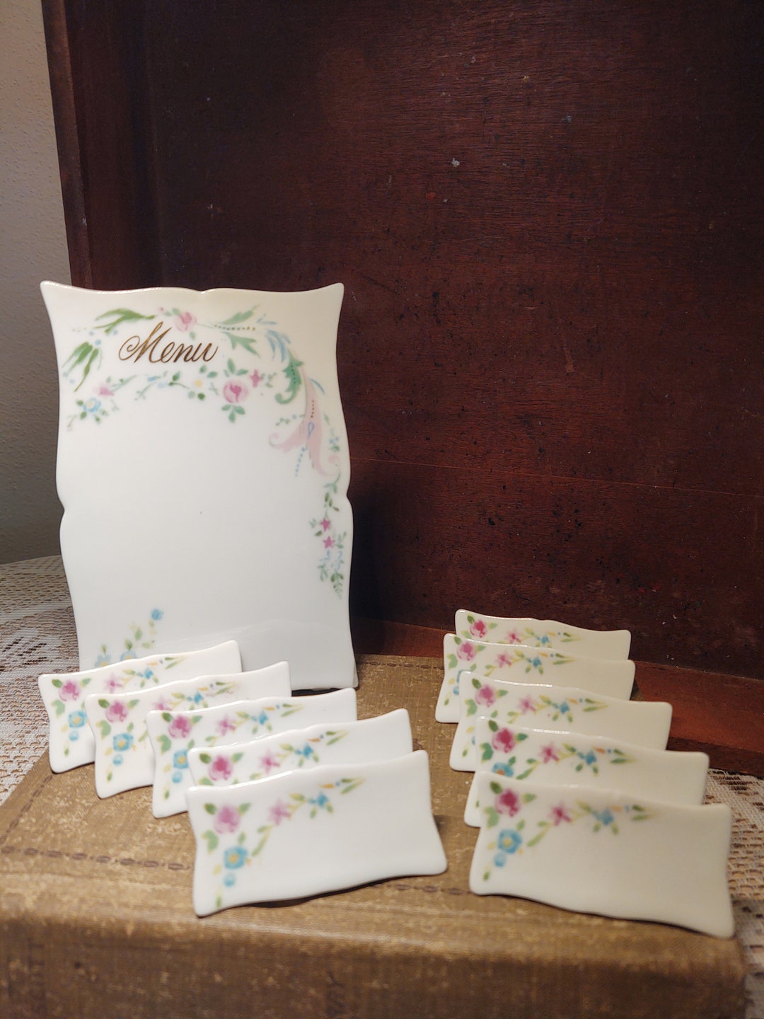 Original Box Porcelain Menu/name Plate Set, Made in Japan - Etsy