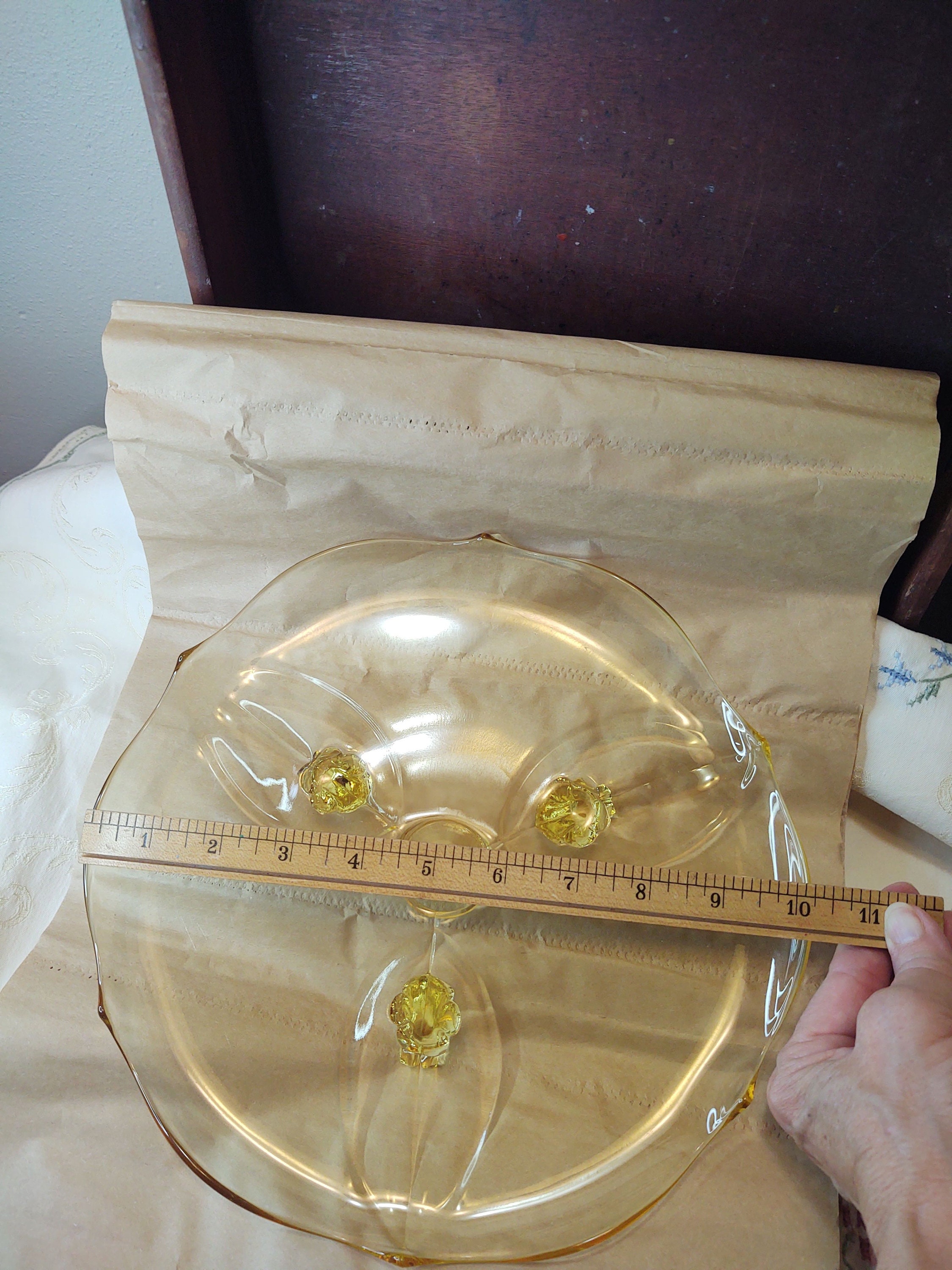 Yellow Depression Glass Footed Cake Plate 1930's - Etsy