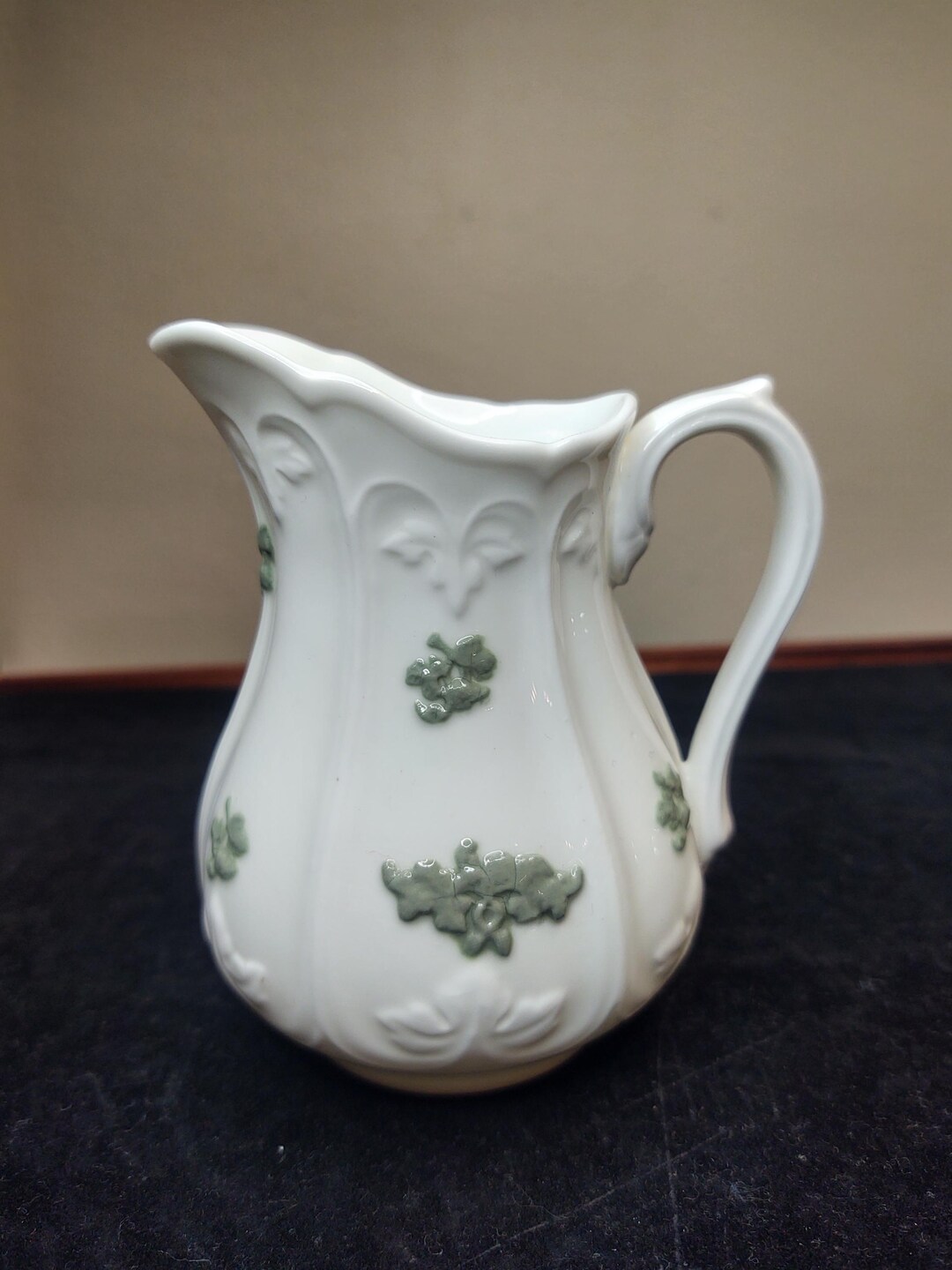 Adderley Fine Bone China Pitcher, Made in England, Embossed With Green ...
