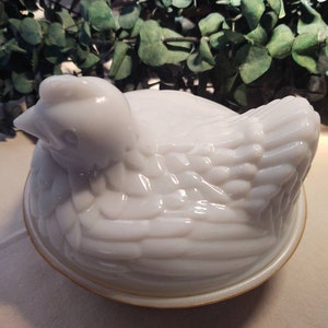 AVON, Hen on Nest, Milk Glass Dish With Lid - Etsy