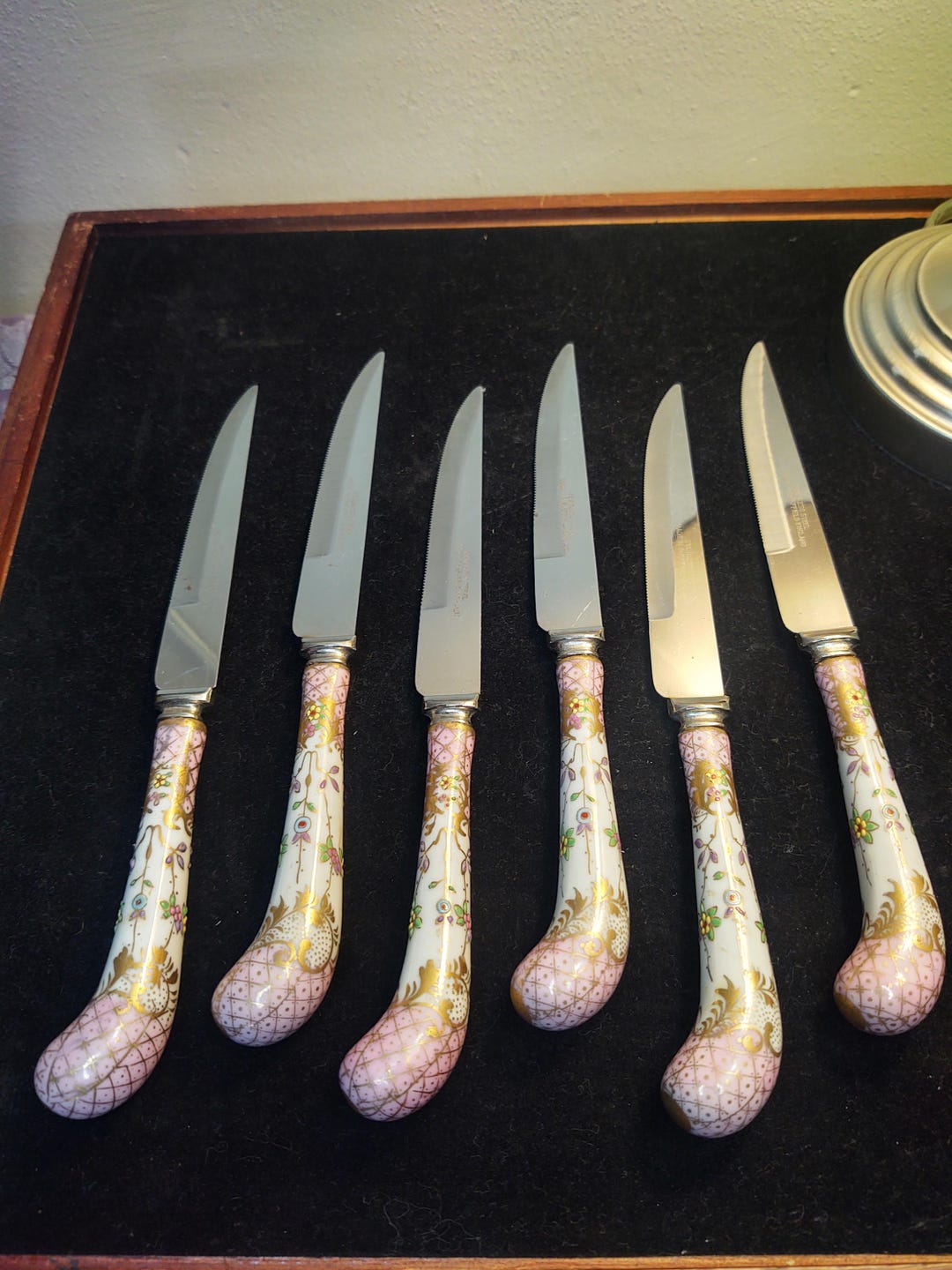 Steak Knives, Fine Bone China Handles, Made in Sheffield England, Set ...