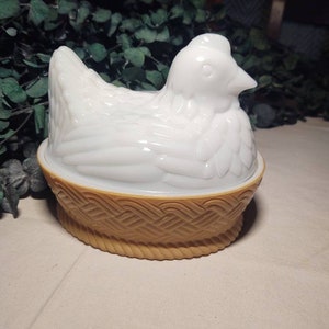AVON, Hen on Nest, Milk Glass Dish With Lid - Etsy