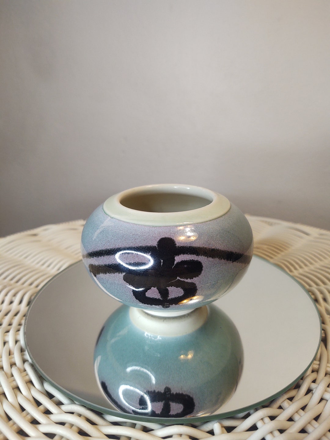 Japanese Pottery, Ikibana Vase W/flower Frog - Etsy