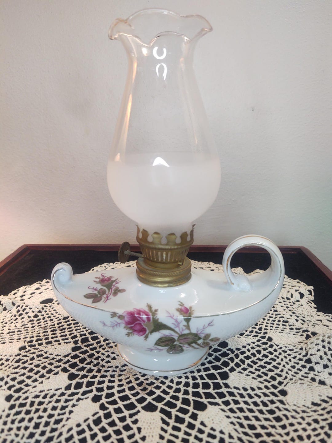 Aladdin Style Porcelain Oil Lamp, Pink Roses, Made in Japan - Etsy