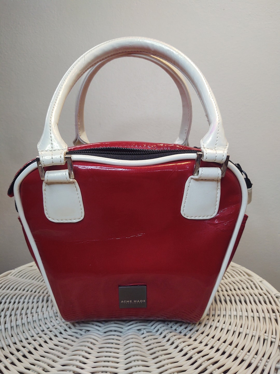 ACME Red and White Camera Bag, Bowler Style - Etsy