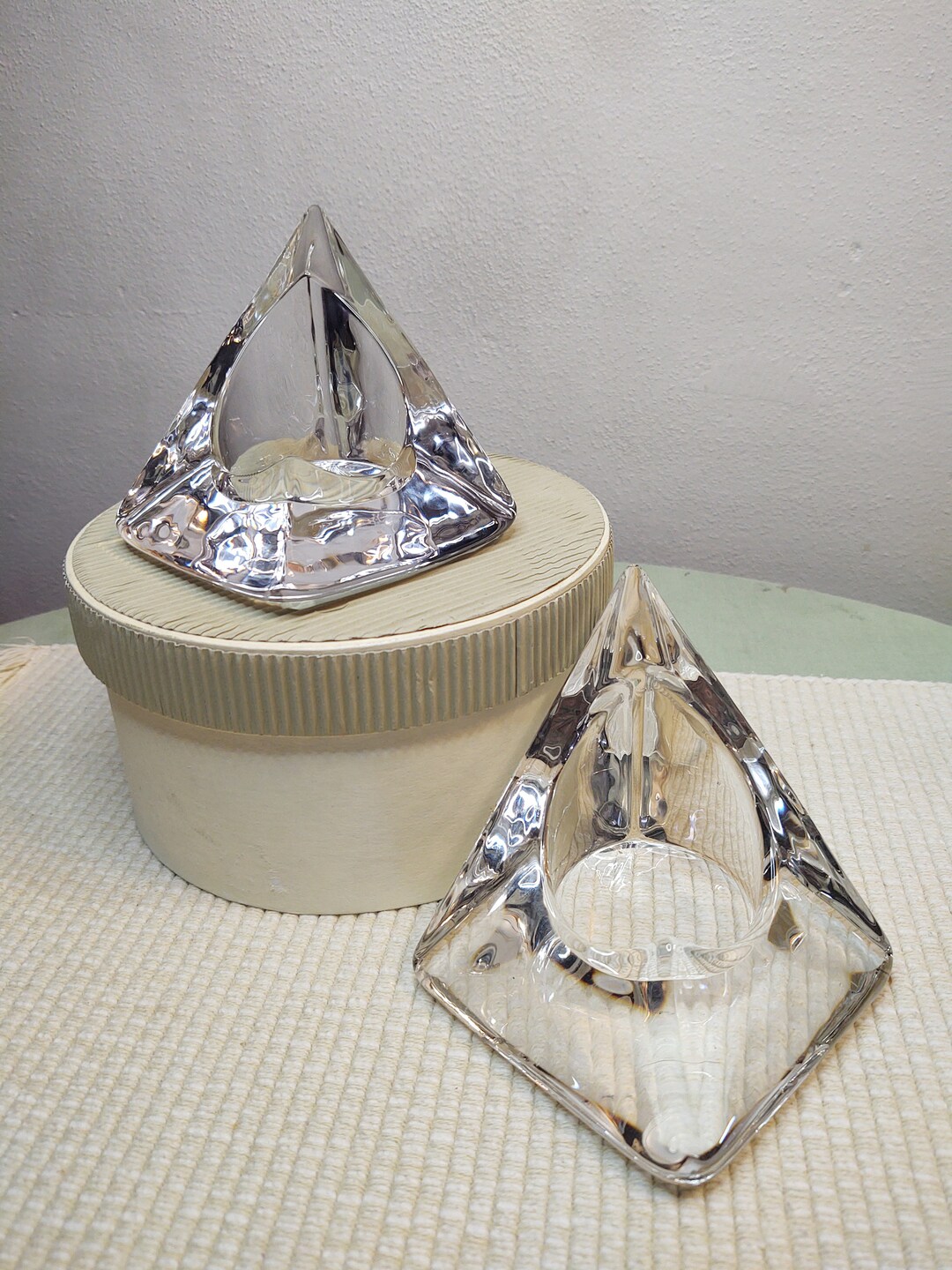 Art Glass Pyramid Candle Holders, Set of 2 - Etsy